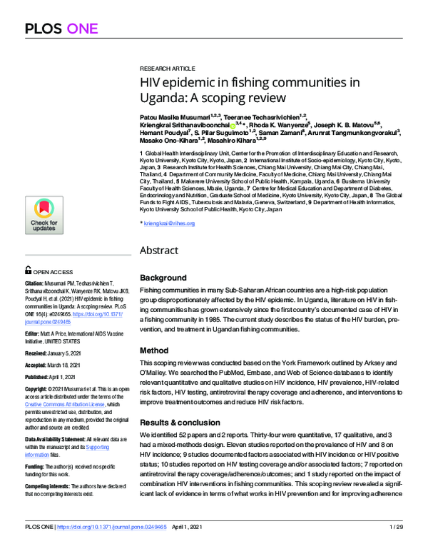 (PDF) HIV epidemic in fishing communities in Uganda: A scoping review