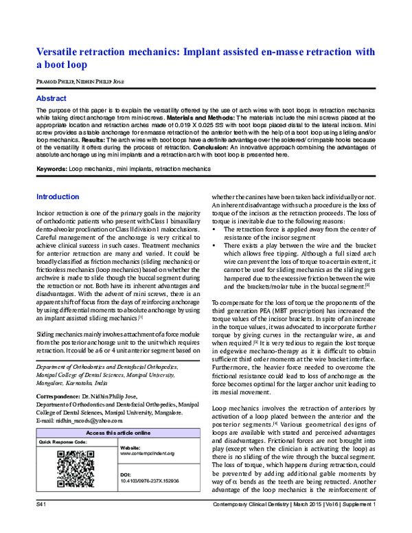 (PDF) Versatile retraction mechanics: Implant assisted en-masse ...