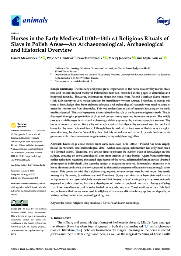 (PDF) Horses in the Early Medieval (10th–13th c.) Religious Rituals of ...
