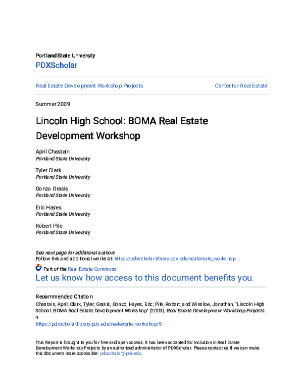 (PDF) Lincoln High School: BOMA Real Estate Development Workshop