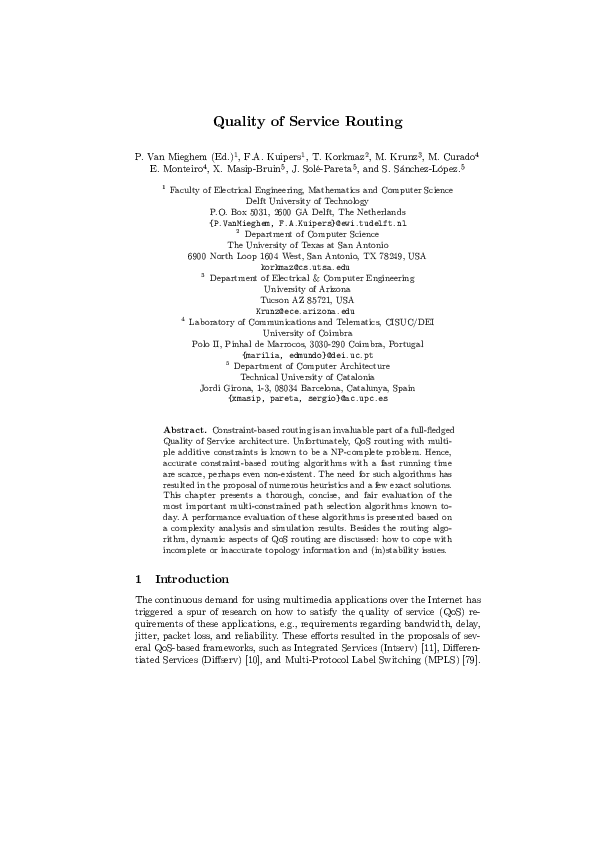 (PDF) Quality of Service Routing