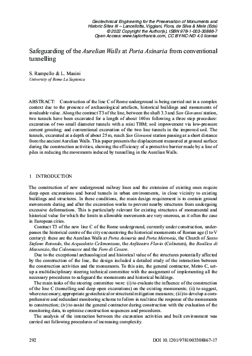 (PDF) Safeguarding of the Aurelian Walls at Porta Asinaria from ...