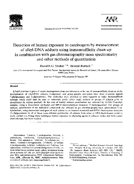 (PDF) Detection of human exposure to carcinogens by measurement of ...