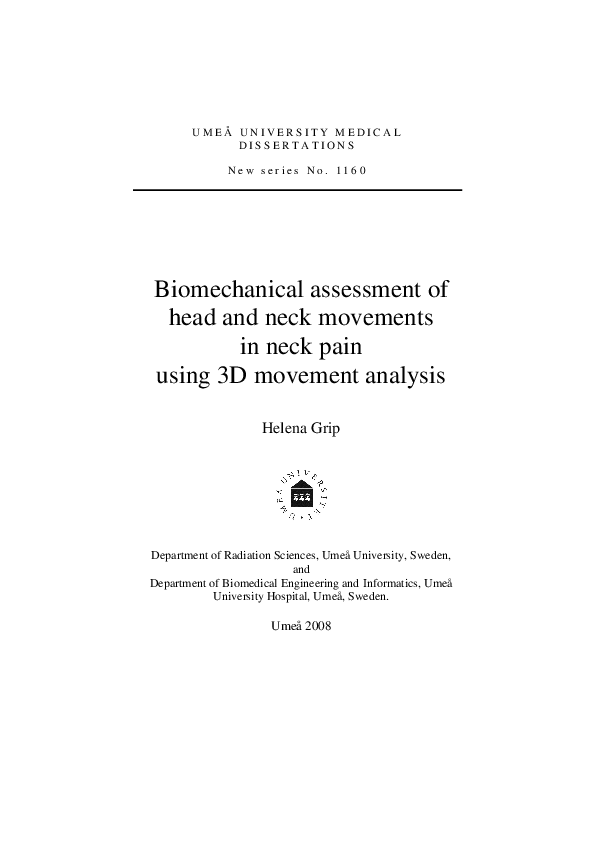 (PDF) Biomechanical assessment of head and neck movements in neck pain ...