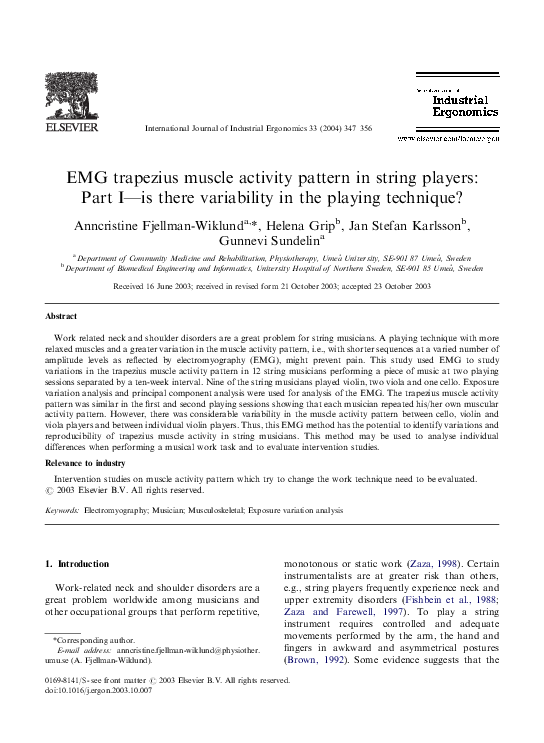 (PDF) EMG trapezius muscle activity pattern in string players | Helena ...