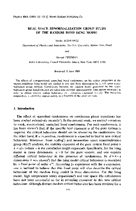 (PDF) Real space renormalization group study of the random bond Ising model