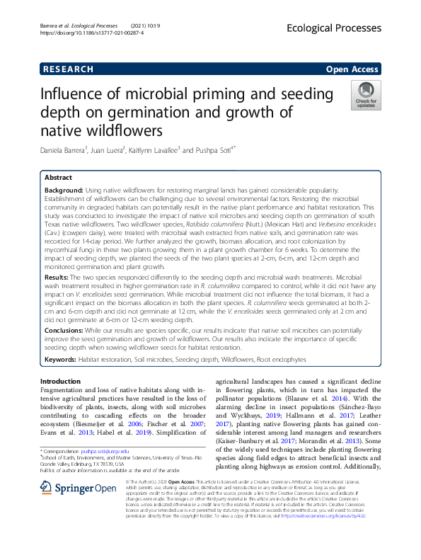 (PDF) Influence of microbial priming and seeding depth on germination ...