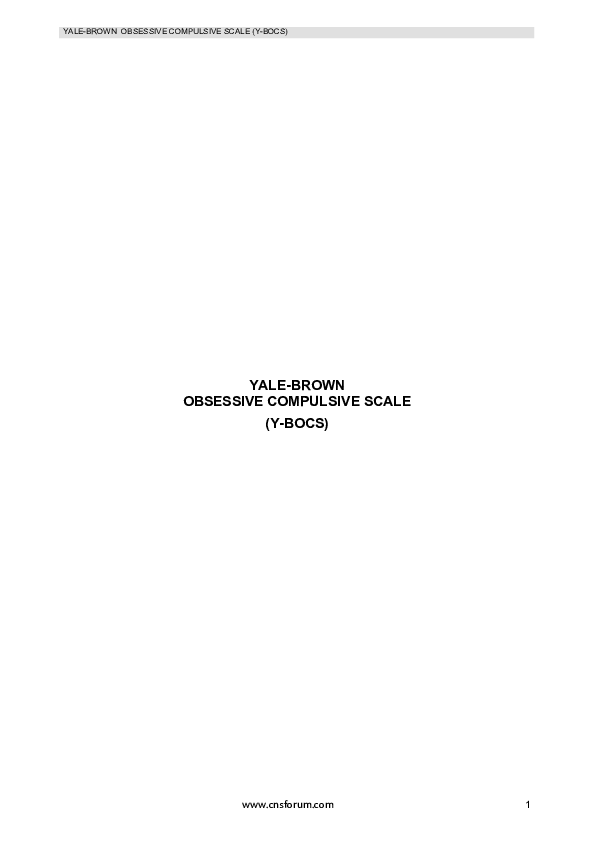 (PDF) Yale-Brown Obsessive Compulsive Scale (Y-BOCS)