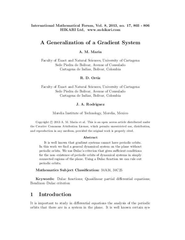 (PDF) A generalization of a gradient system