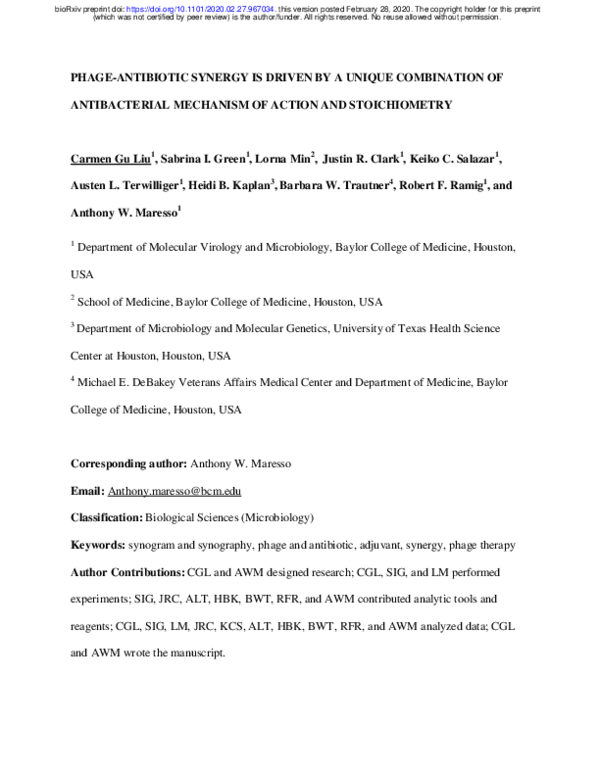 (PDF) Phage-Antibiotic Synergy is Driven by a Unique Combination of ...