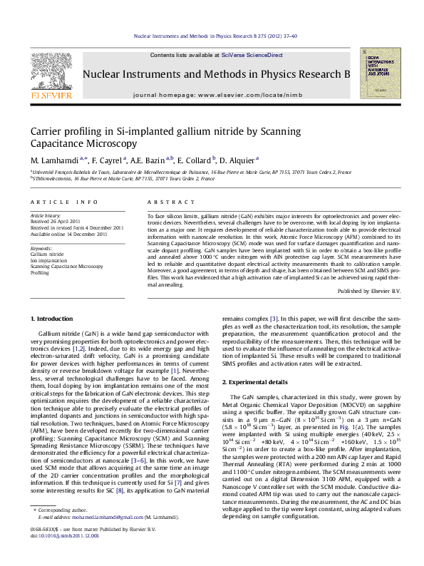 (PDF) Carrier profiling in Si-implanted gallium nitride by Scanning ...