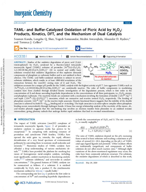 (PDF) TAML- and Buffer-Catalyzed Oxidation of Picric Acid by H2O2 ...