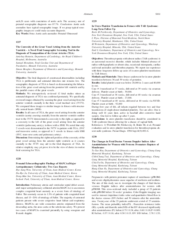 (PDF) 1229: In Utero Platelets Transfusion in Fetuses with TAR Syndrome ...