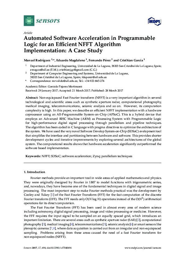 (PDF) Automated Software Acceleration in Programmable Logic for an Efficient NFFT Algorithm ...