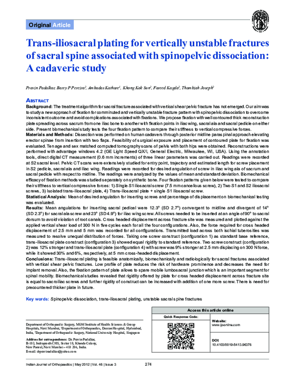 (PDF) Trans-iliosacral plating for vertically unstable fractures of ...
