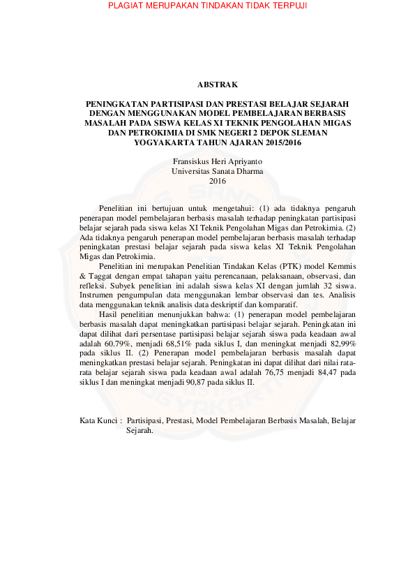 (PDF) Peningkatan partisipasi dan prestasi belajar sejarah dengan menggunakan model pembelajaran ...