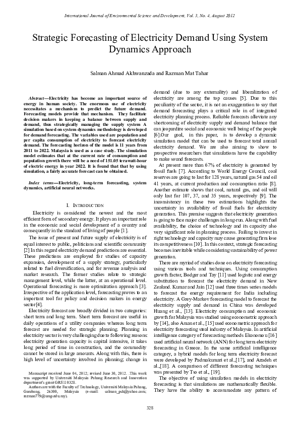 (PDF) Strategic Forecasting of Electricity Demand Using System Dynamics Approach