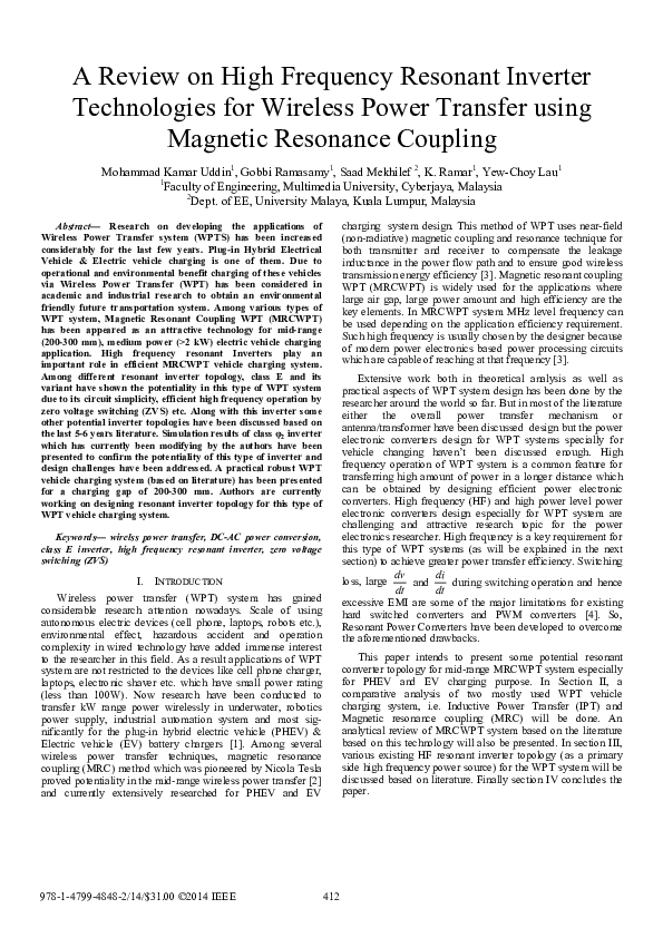 (PDF) A review on high frequency resonant inverter technologies for ...