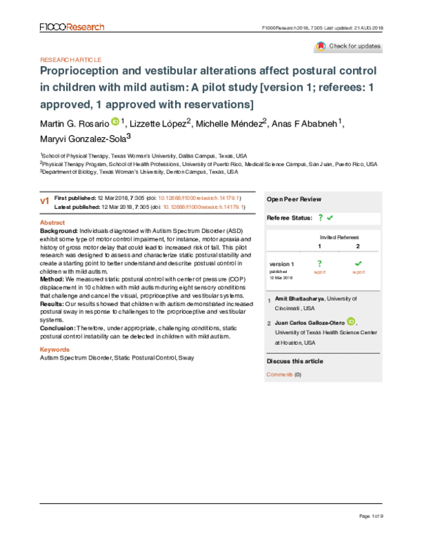 (PDF) Proprioception and vestibular alterations affect postural control ...