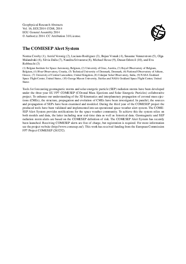 (PDF) The COMESEP Alert System