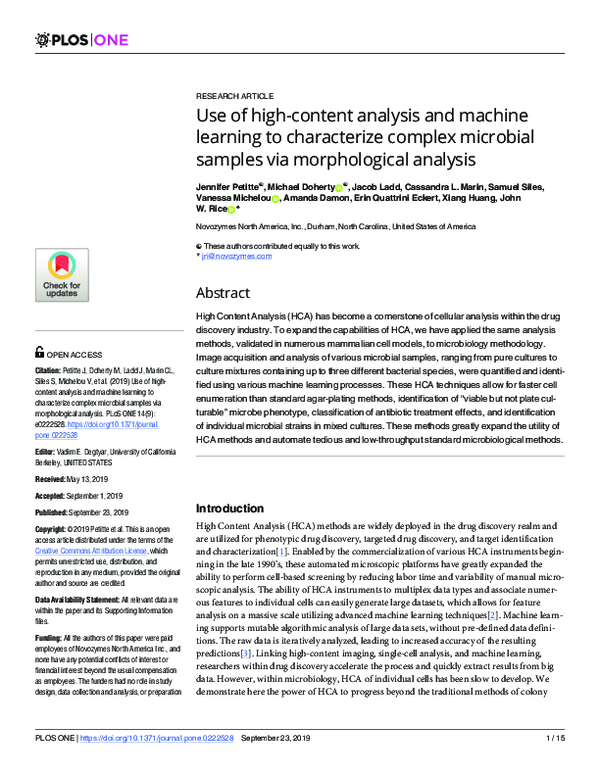 (PDF) Use of high-content analysis and machine learning to characterize ...