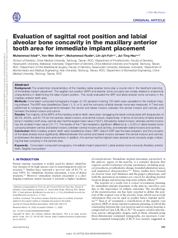 (PDF) Evaluation of sagittal root position and labial alveolar bone ...