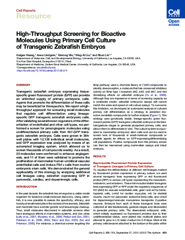 (PDF) High-Throughput Screening for Bioactive Molecules Using Primary ...