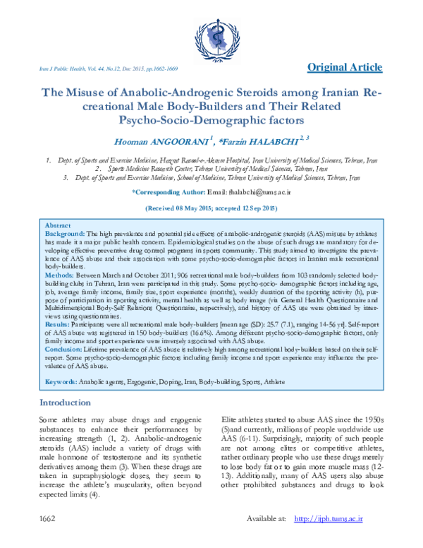 (PDF) The Misuse of Anabolic-Androgenic Steroids among Iranian ...
