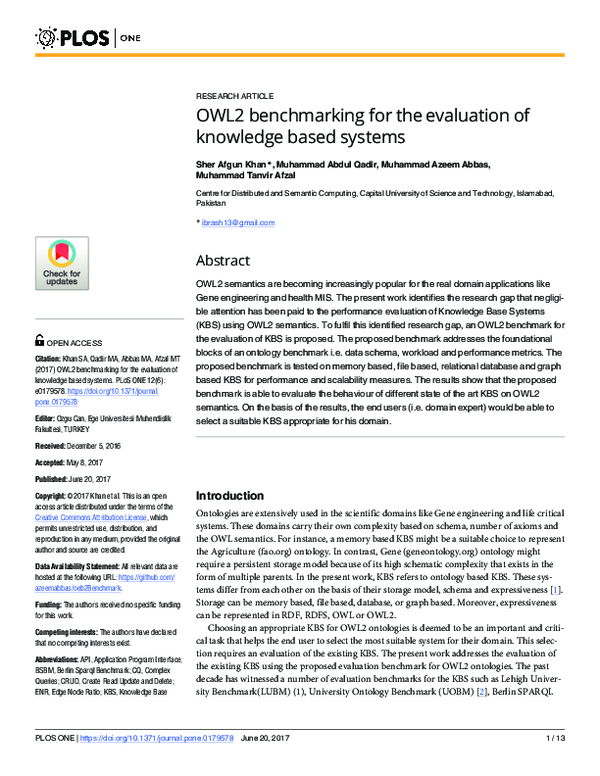 (PDF) OWL2 benchmarking for the evaluation of knowledge based systems | sher Mohammad sher ...