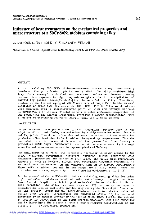 (PDF) Influence of Heat Treatments on the Mechanical Properties of ...
