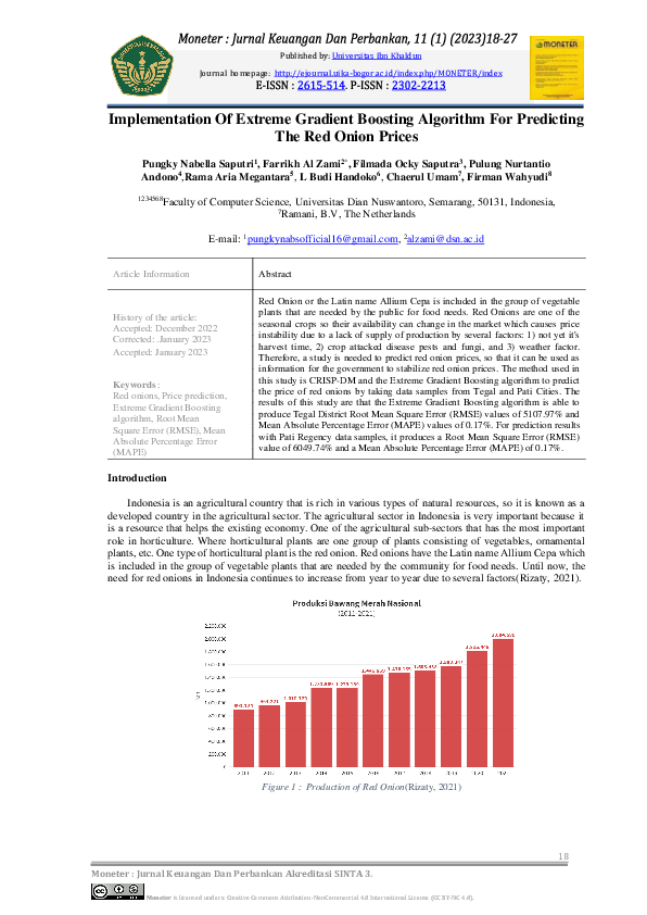(PDF) Predicting Red Onion Prices Using Extreme Gradient Boosting