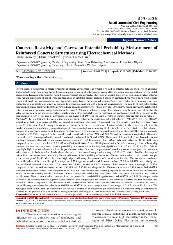 (PDF) Concrete Resistivity and Corrosion Potential Probability Measurement of Reinforced ...