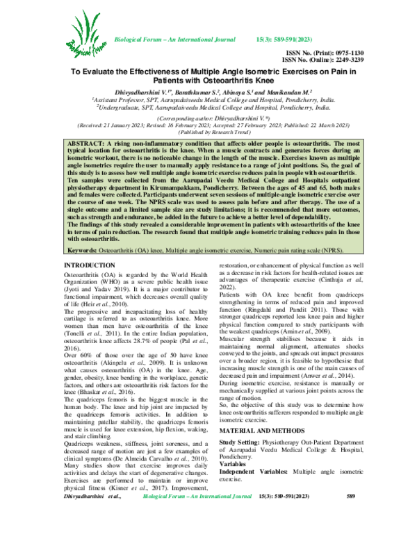 (PDF) To Evaluate the Effectiveness of Multiple Angle Isometric ...