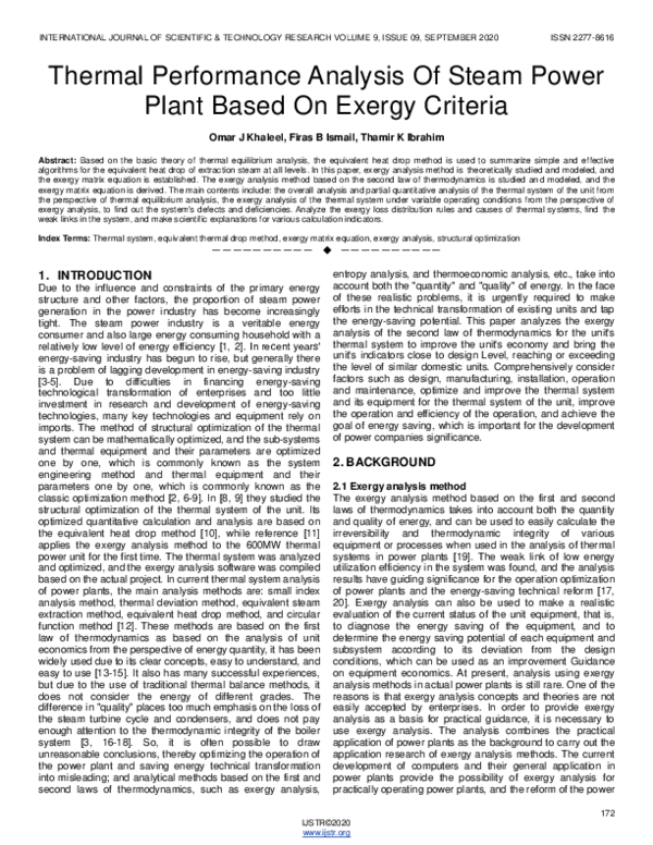 (PDF) Thermal Performance Analysis Of Steam Power Plant Based On Exergy ...