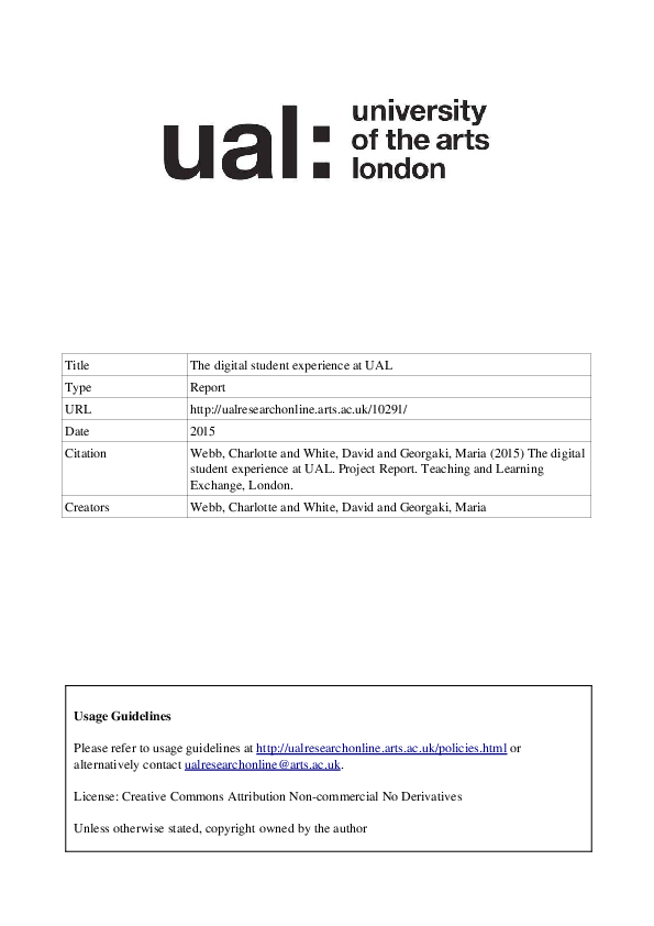 (PDF) The digital student experience at UAL