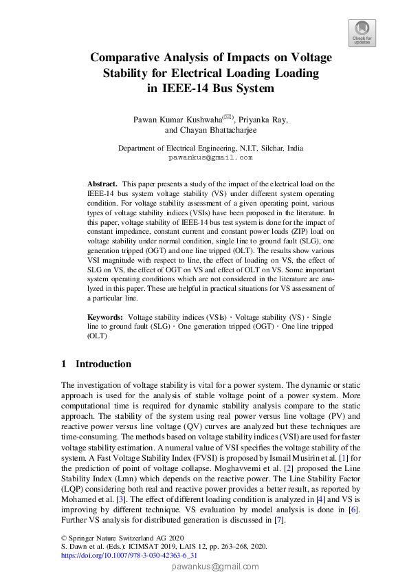 (PDF) Comparative Analysis of Impacts on Voltage Stability for Electrical Loading Loading in ...