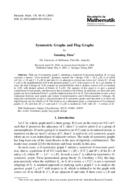 (PDF) Symmetric Graphs and Flag Graphs