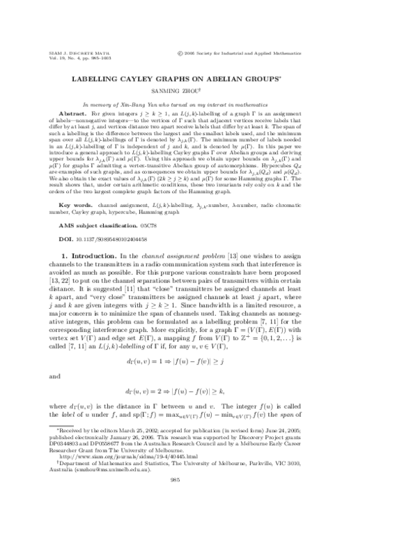 (PDF) Labelling Cayley Graphs on Abelian Groups