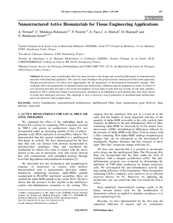 (PDF) Nanostructured Active Biomaterials for Tissue Engineering Applications