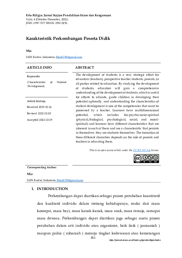 (PDF) Karakteristik Perkembangan Peserta Didik