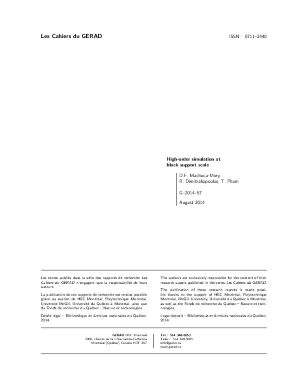 (PDF) Block Support Simulation with High-Order Statistics