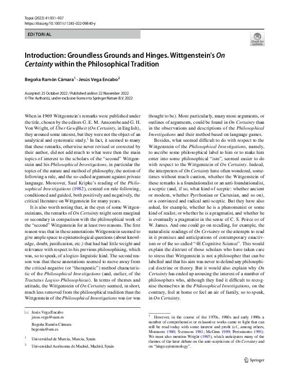 (PDF) Are Wittgenstein’s Hinges Rational World-Pictures? The ...
