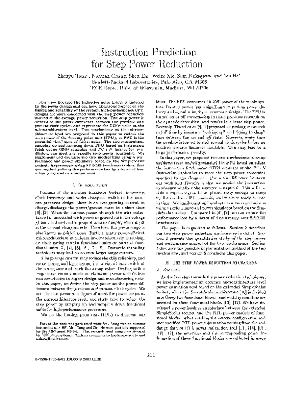 (PDF) Instruction prediction for step power reduction
