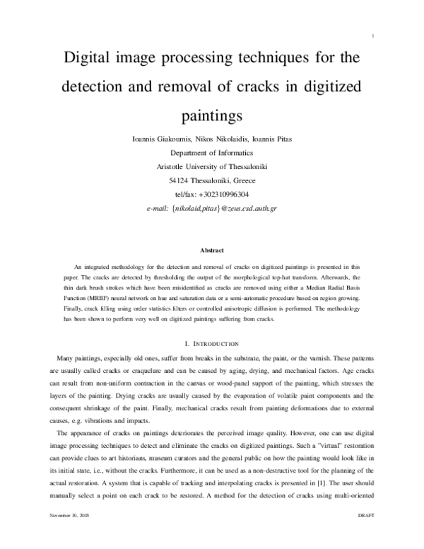 (PDF) Digital image processing techniques for the detection and removal ...