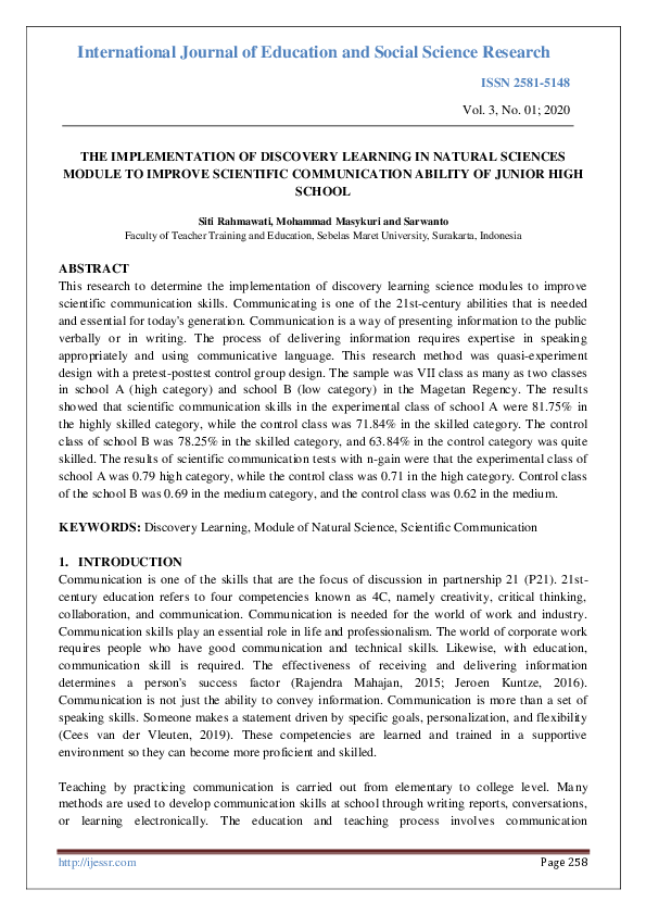 (PDF) The Implementation of Discovery Learning in Natural Sciences ...