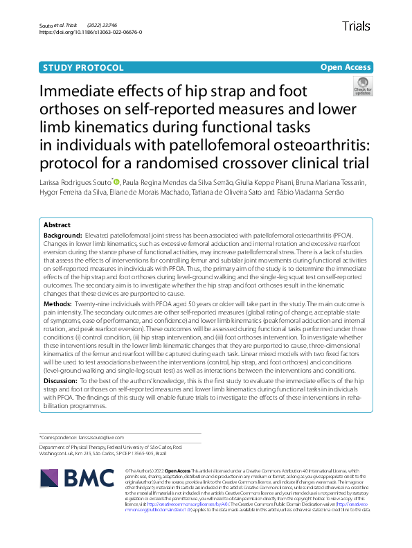 (PDF) Immediate effects of hip strap and foot orthoses on self-reported ...