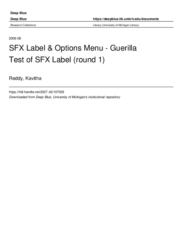 (PDF) SFX Label & Options Menu - Guerilla Test of SFX Label (round 1)