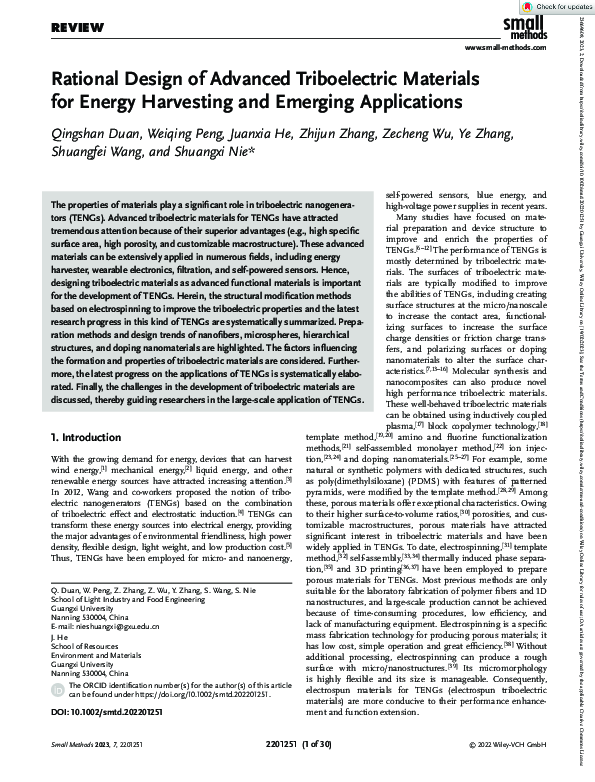 (PDF) Rational Design of Advanced Triboelectric Materials for Energy ...