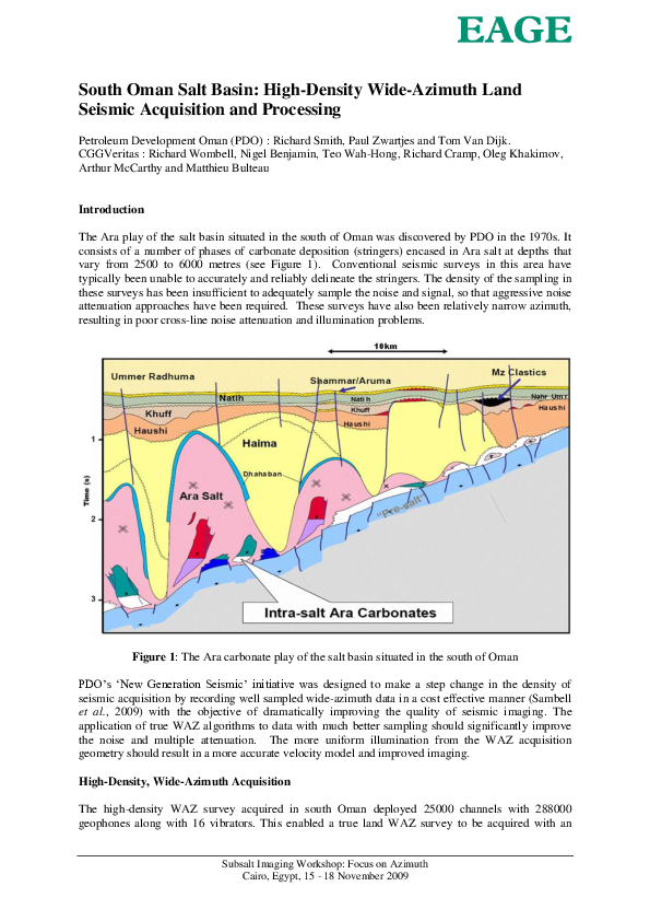 (PDF) South Oman Salt Basin - High-Density Wide-Azimuth Land Seimsic ...