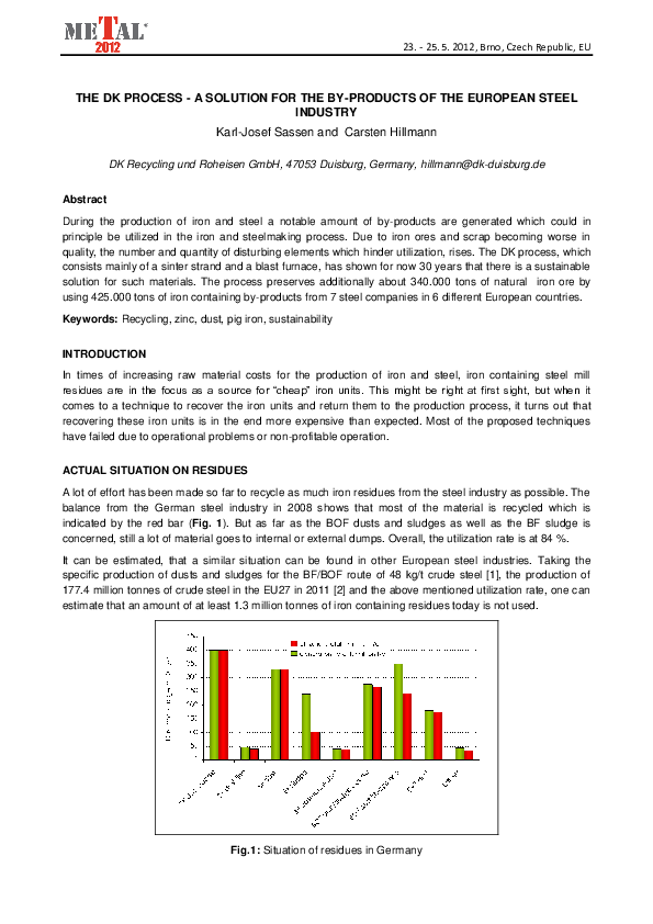 (PDF) The DK Process - a Solution for the By-Products of the European ...